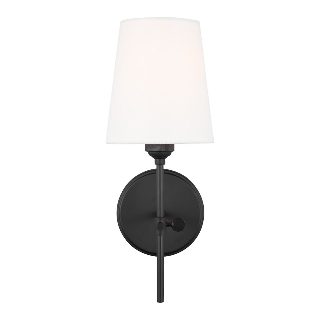 Baker 1 Light Black Wall Light with White Shade [4187201-112] - $361.10 ...