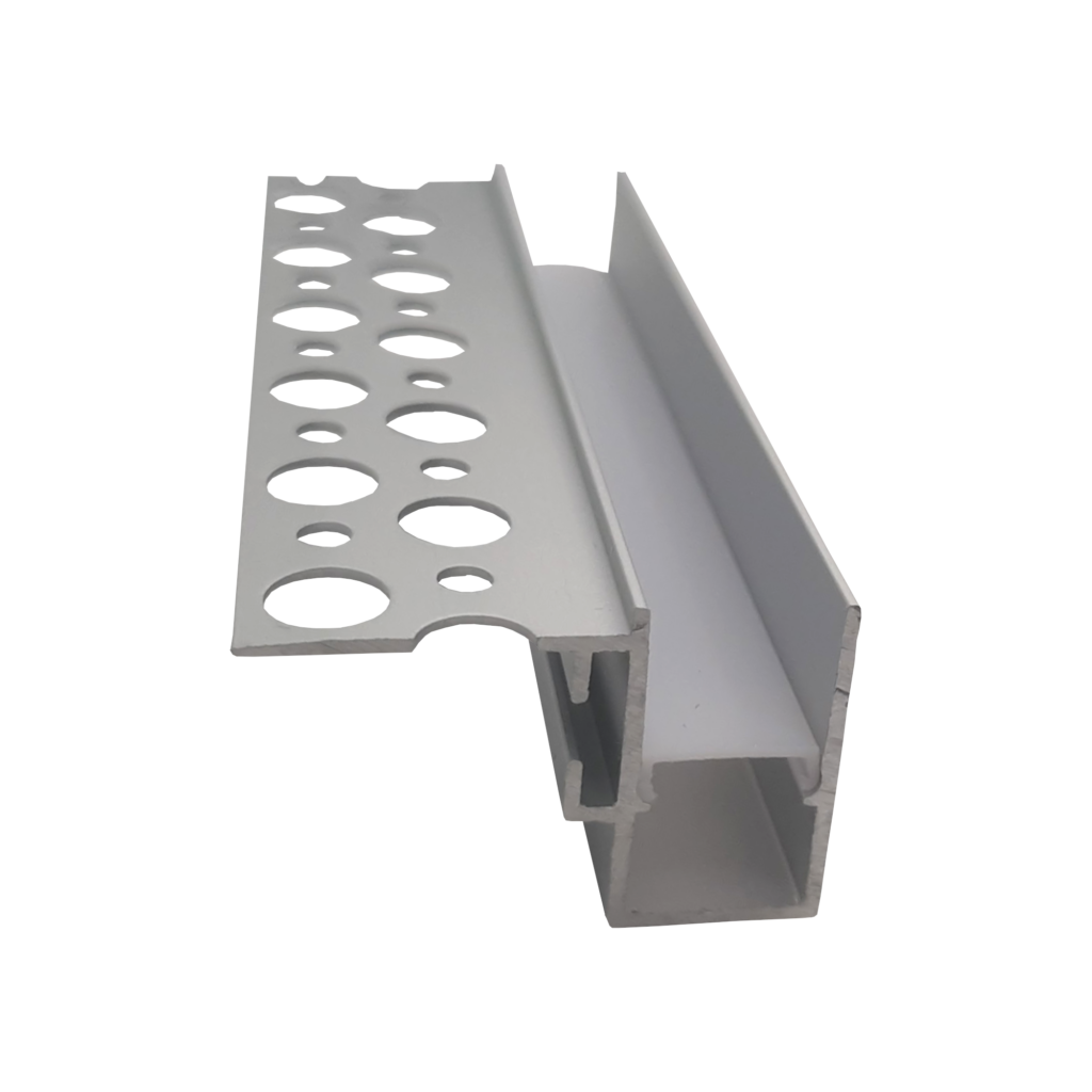 Lxt49 Recessed Silver Plaster Deep Extrusion With Opal Diffuser 1 Wing