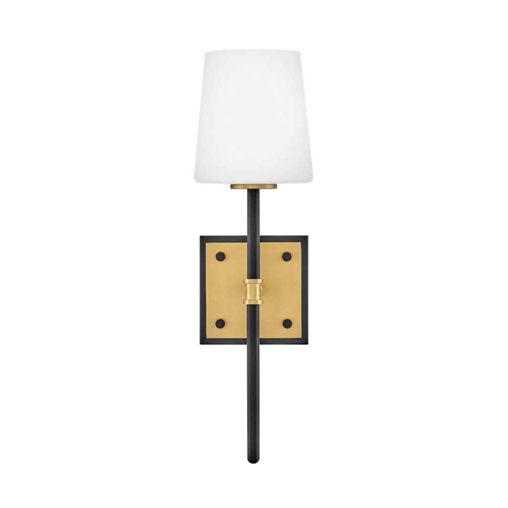Saunders Black and Brass Wall Light with Glass Shade | The Lighting ...