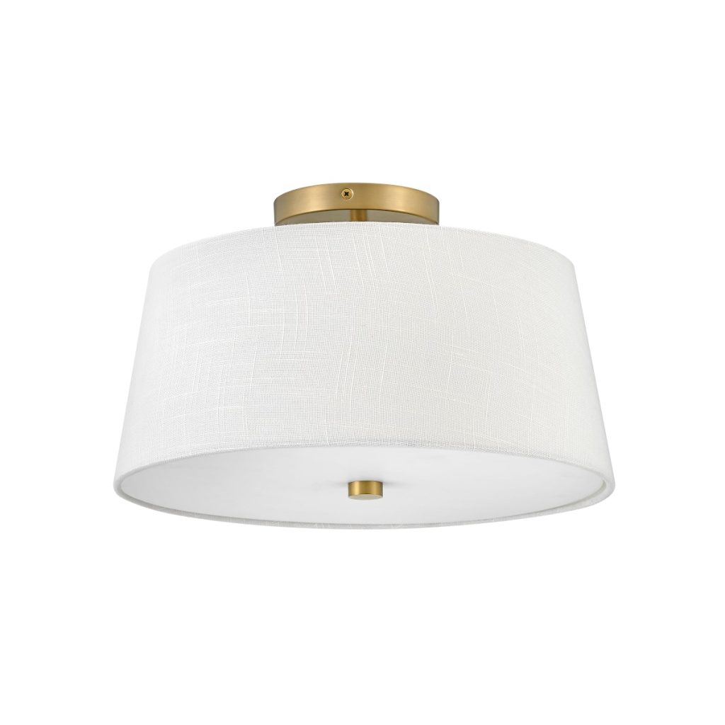 Beale Ceiling Light 355mm with White Linen Shade | The Lighting Centre NZ